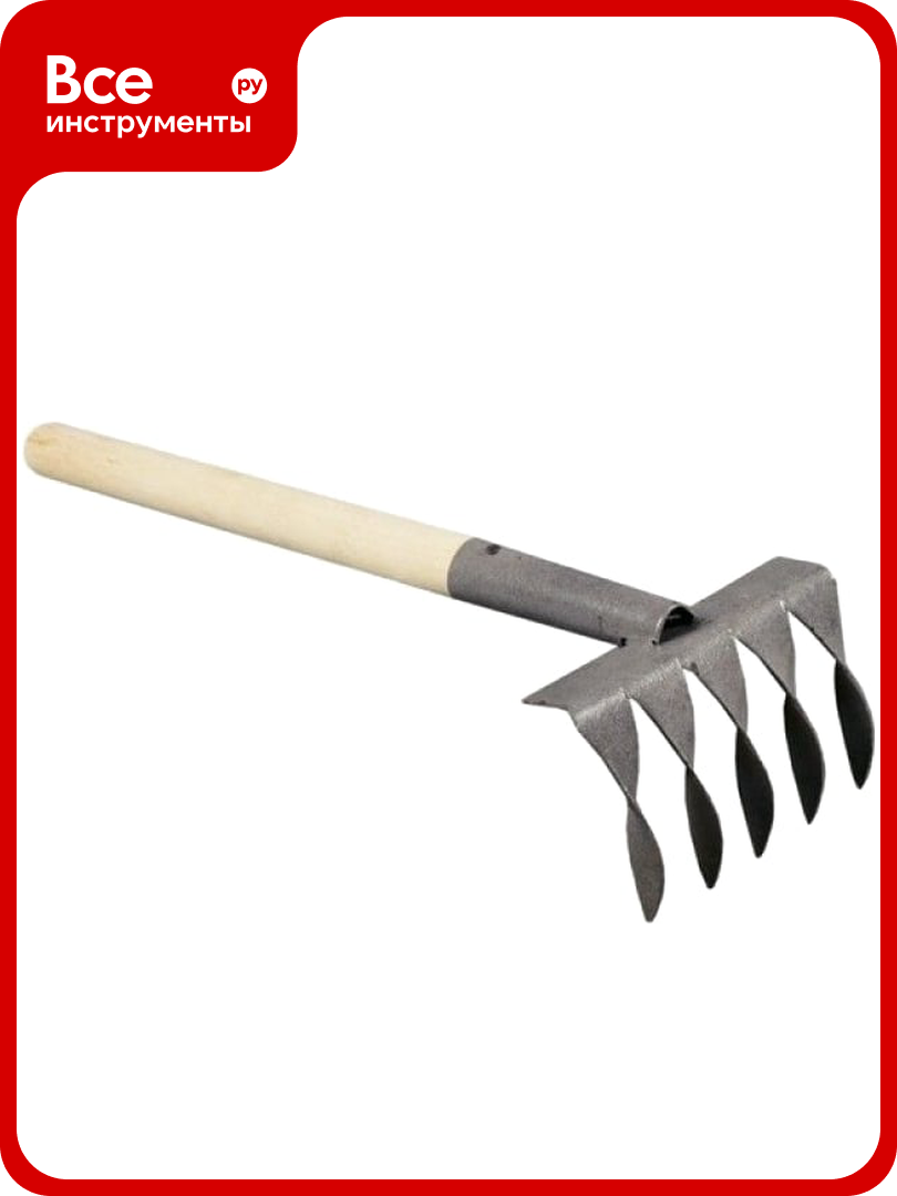 Витые 5-х зубые грабли с деревянной ручкой ЗМИ ГВ-5 24, сталь