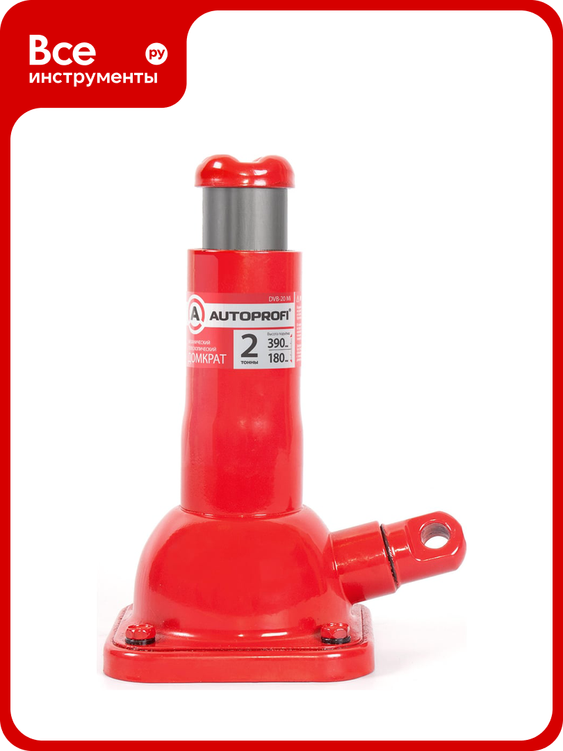 Домкрат AUTOPROFI DVB-20-Mi, грузоподъемность 2 тонны, высота подъема 390 мм, для легковых и малых коммерческих
