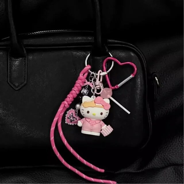 Серебряный брелок Sanrios Hello Kitty Y2K, кулон на сумочку, летний плетеный верёвочный рюкзак, брелок, ювелирные изделия, аксессуары, подарок для девочки