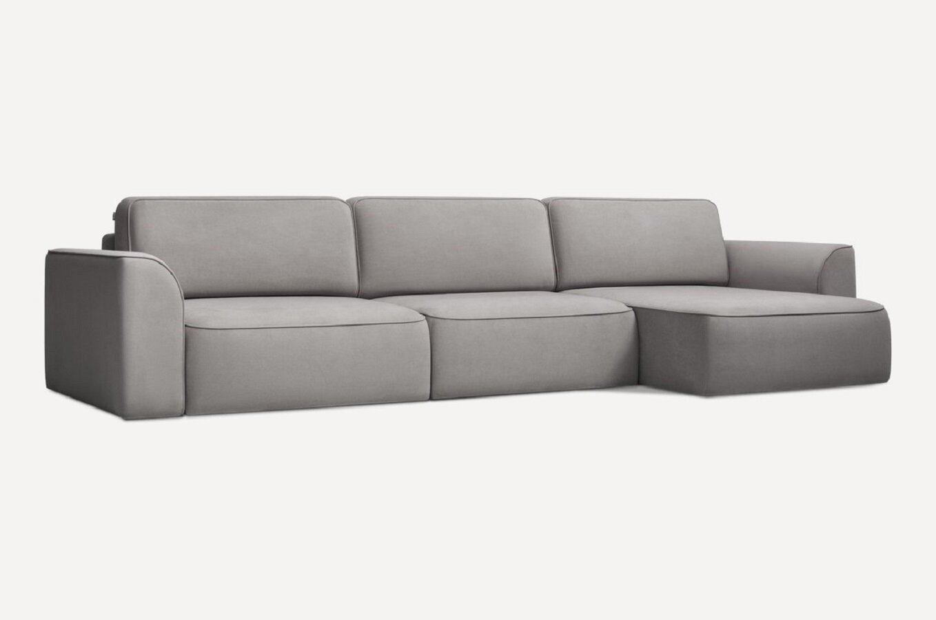 Диван угловой раскладной Divan.ru Спейс-2 Velvet Smoke, 354х160х83, спальное место 155х300, велюр, серый