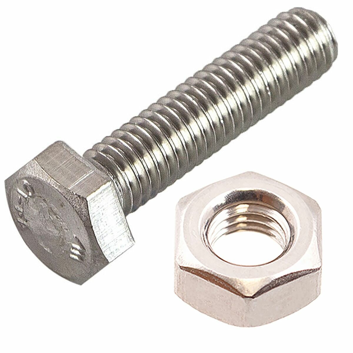 Болт нержавеющий DIN 933 Стройбат, с гайкой, М10х30мм, шестигранная головка, 10шт.