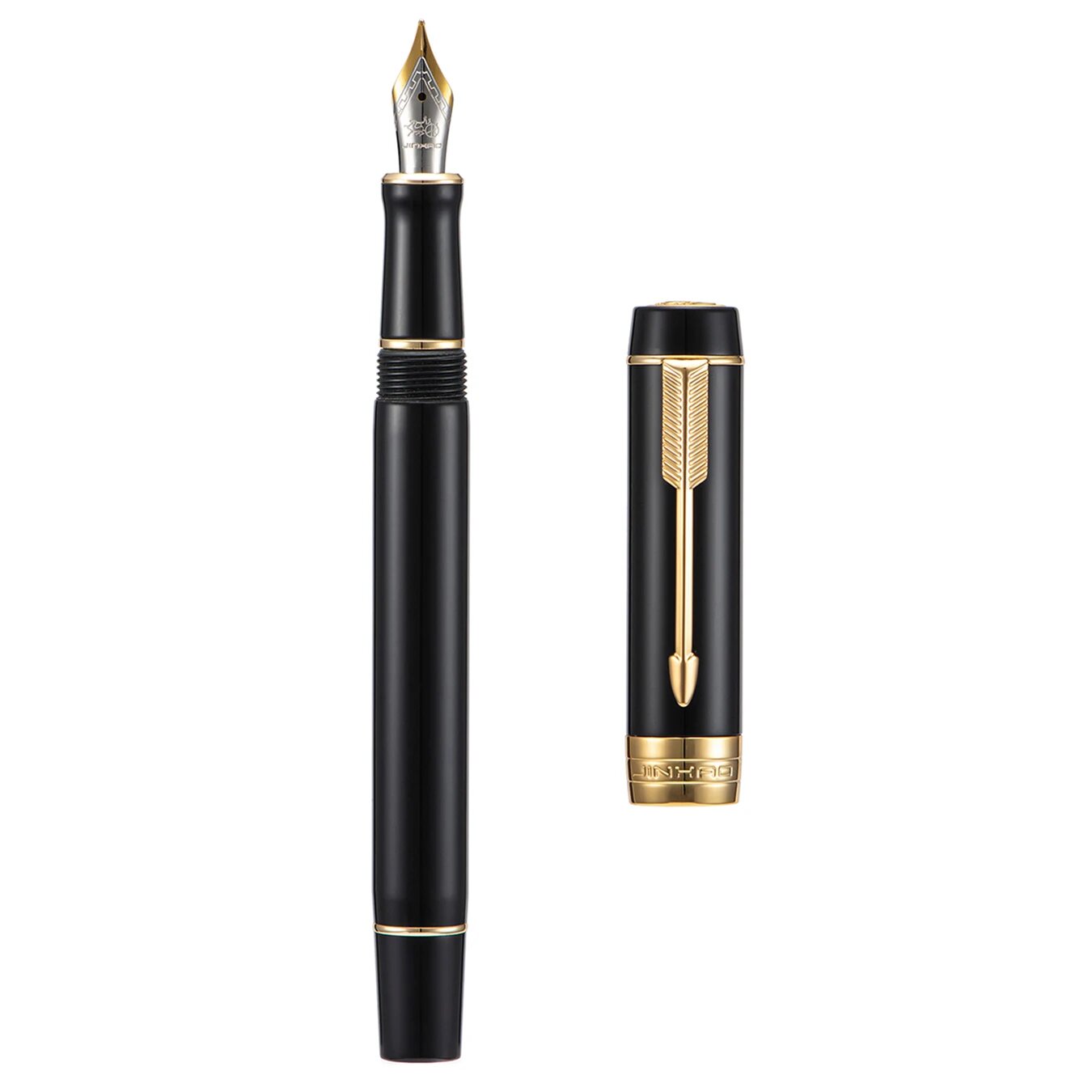 Перьевая ручка Jinhao 100 Мини из смолы Черный, Extra Fine 0.38mm, Black Golden