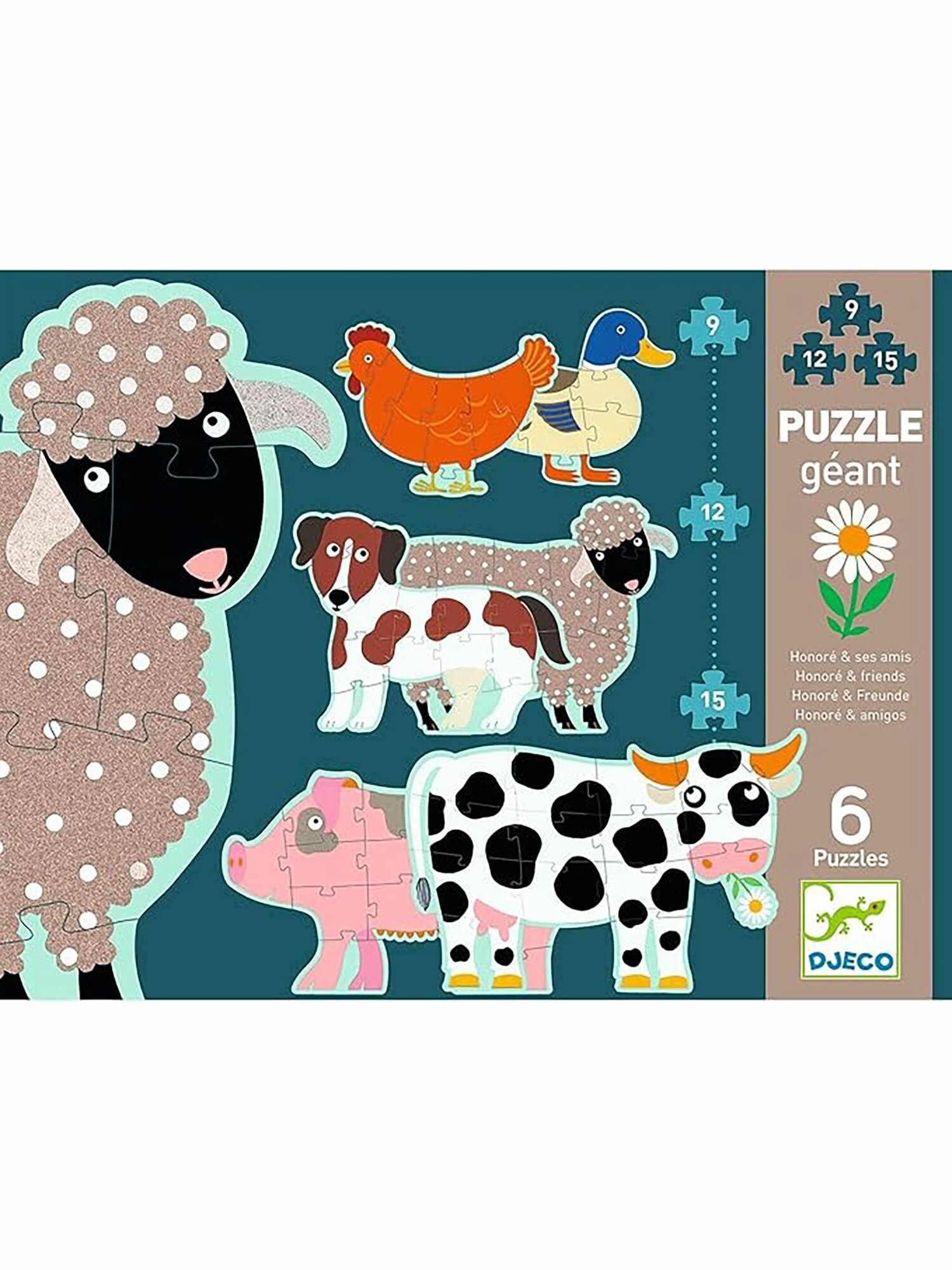 Развивающая деревянная игрушка - головоломка пазл Djeco Honore & friends Оноре и друзья