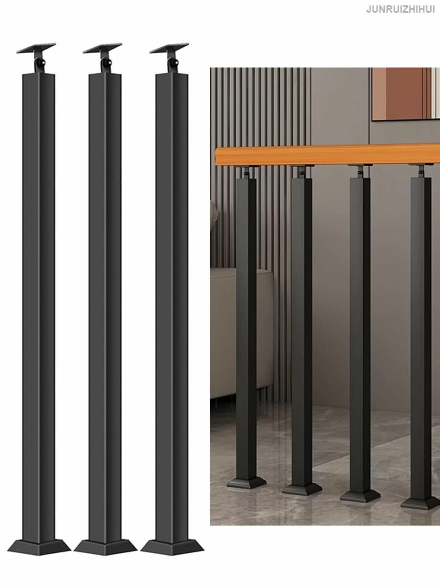 Металлические стойки для лестничных перил, кованые опоры черного цвета с креплениями для дома, лофта, крыльца