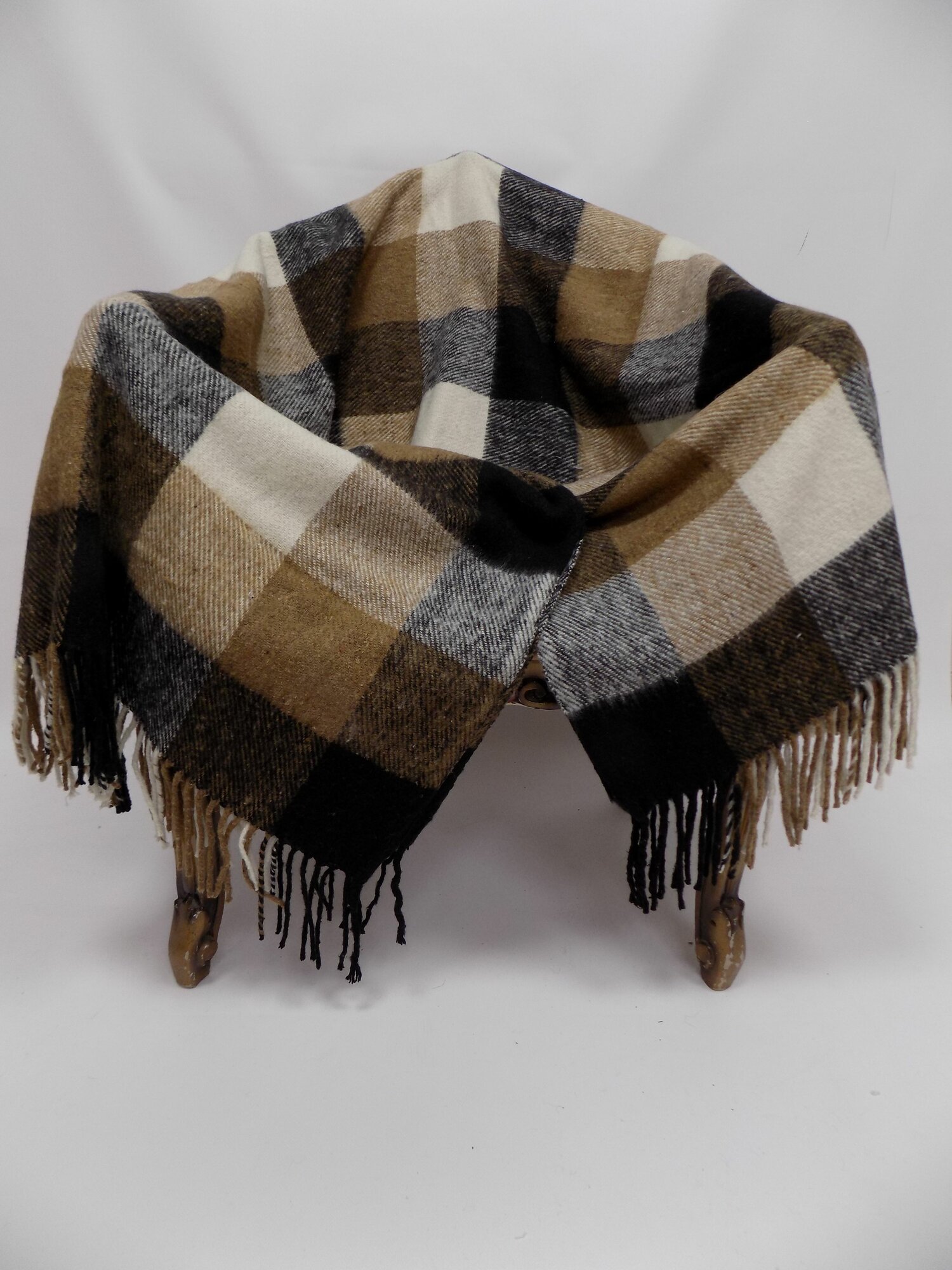 Индийский плед в клетку, 140 на 200, 30% - Новозеландской шерсти