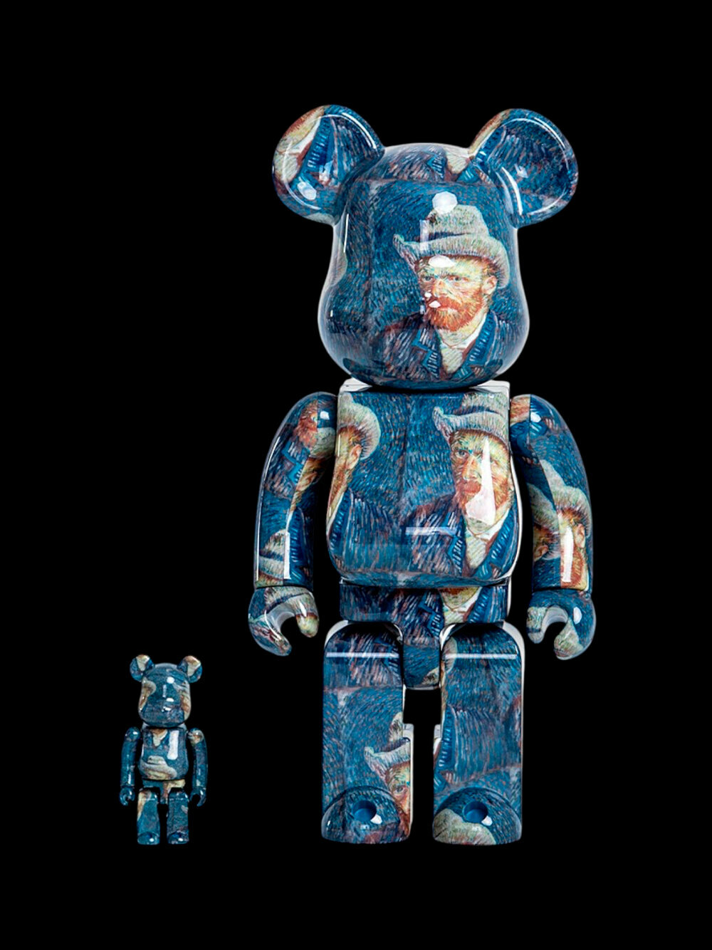 Коллекционная оригинальная фигура Bearbrick Van Gogh Self Portrait 400% 100% / 28 см высота / ABS пластик / Medicom Toy