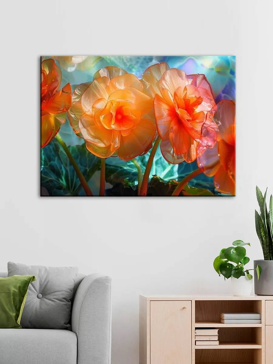 Картина на стену "Цветы абстракция", 70x50 см
