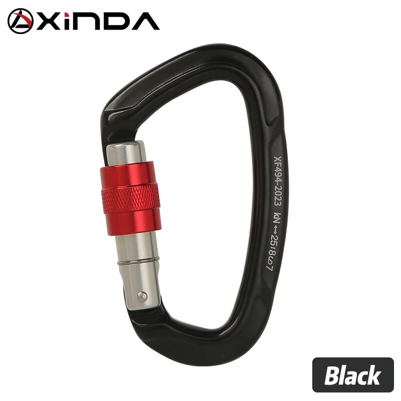 XINDA Профессиональный открытый карабин для скалолазания 25kN красный Черный, Black