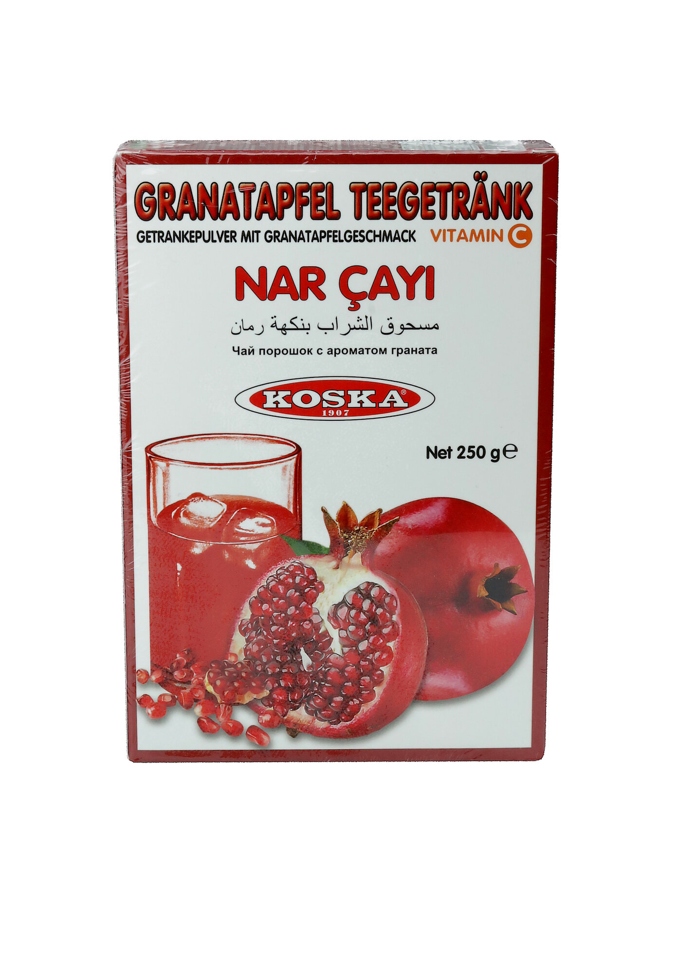 Турецкий гранулированный быстрорастворимый чай со вкусом граната "Koska", Pomegranate tea(nar cayi), 250гр.
