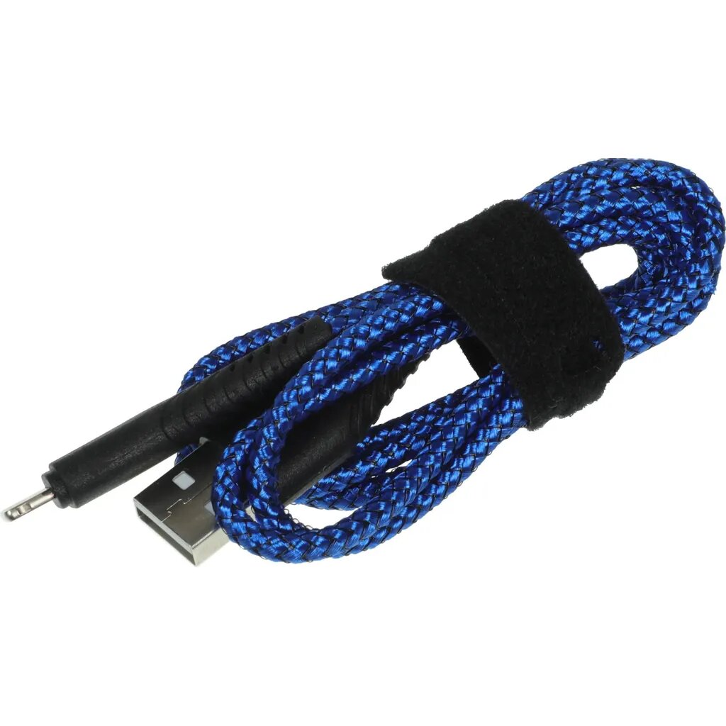 Кабель BORASCO Fishbone, Lightning (m) - USB (m), 1м, 3A, синий [38509]