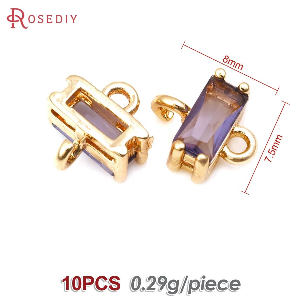 Подвески Rosediy латунные стеклянные 18-каратного золота Фиолетовый, 54847-Deep Purple