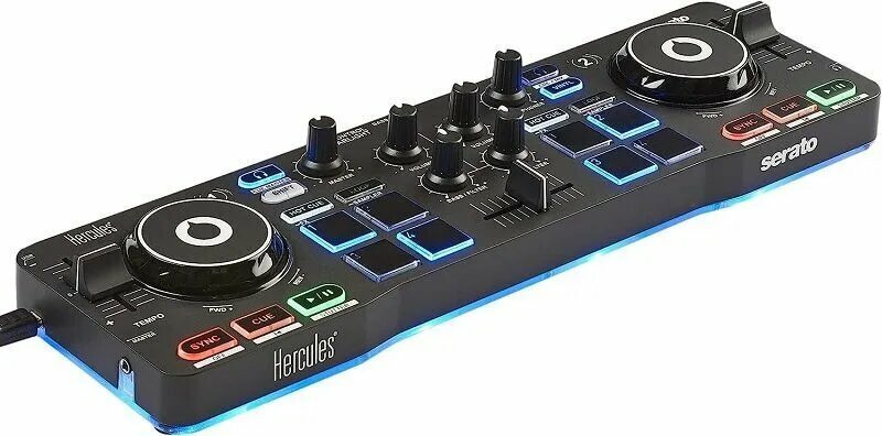 KNOW EASY-Hercules Helly DJControl Starlight - Портативный USB DJ контроллер - 2 проигрывателя с 8 ударными подушками