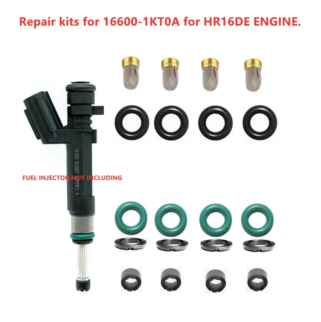 4 комплекта/12 шт. Ремкомплекты топливных форсунок для 16600-1KT0A для двигателя HR16DE 2012-2016 2019 Versa note1.6L 16 (AY-RK129)