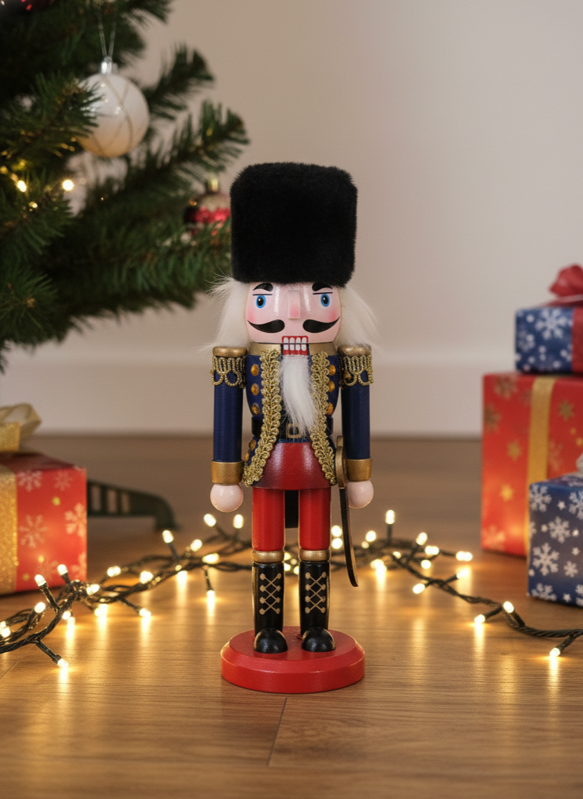 Новогодний декор для дома-Сказочный персонаж "Щелкунчик" в синем мундире, размер: 20*6 см