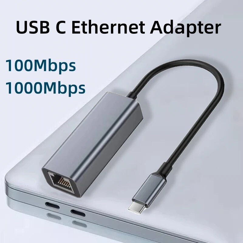 Ethernet-адаптер USB C 100/1000M Thunderbolt3 Type-C к RJ45 Gigabit LAN, преобразователь сетевой карты для ноутбука, мобильного телефона, планшета, 1000Mbps Ethernet