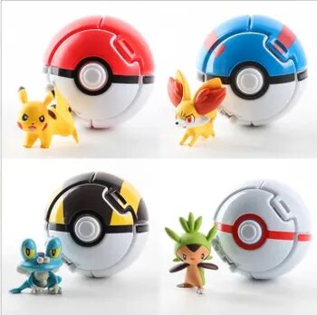 Набор фигурок Покемон Покебол Пикачу / Pokemon Pokeball Pikachu 4шт
