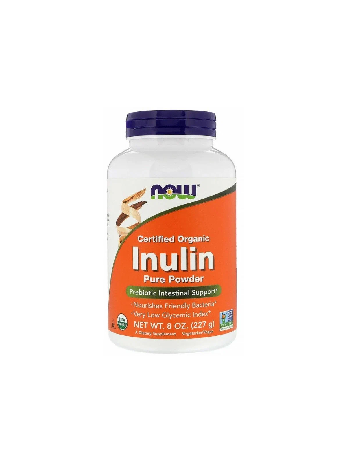 Now Org inulin powder , Органический инулин, пребиотик в порошке, 227 грамм