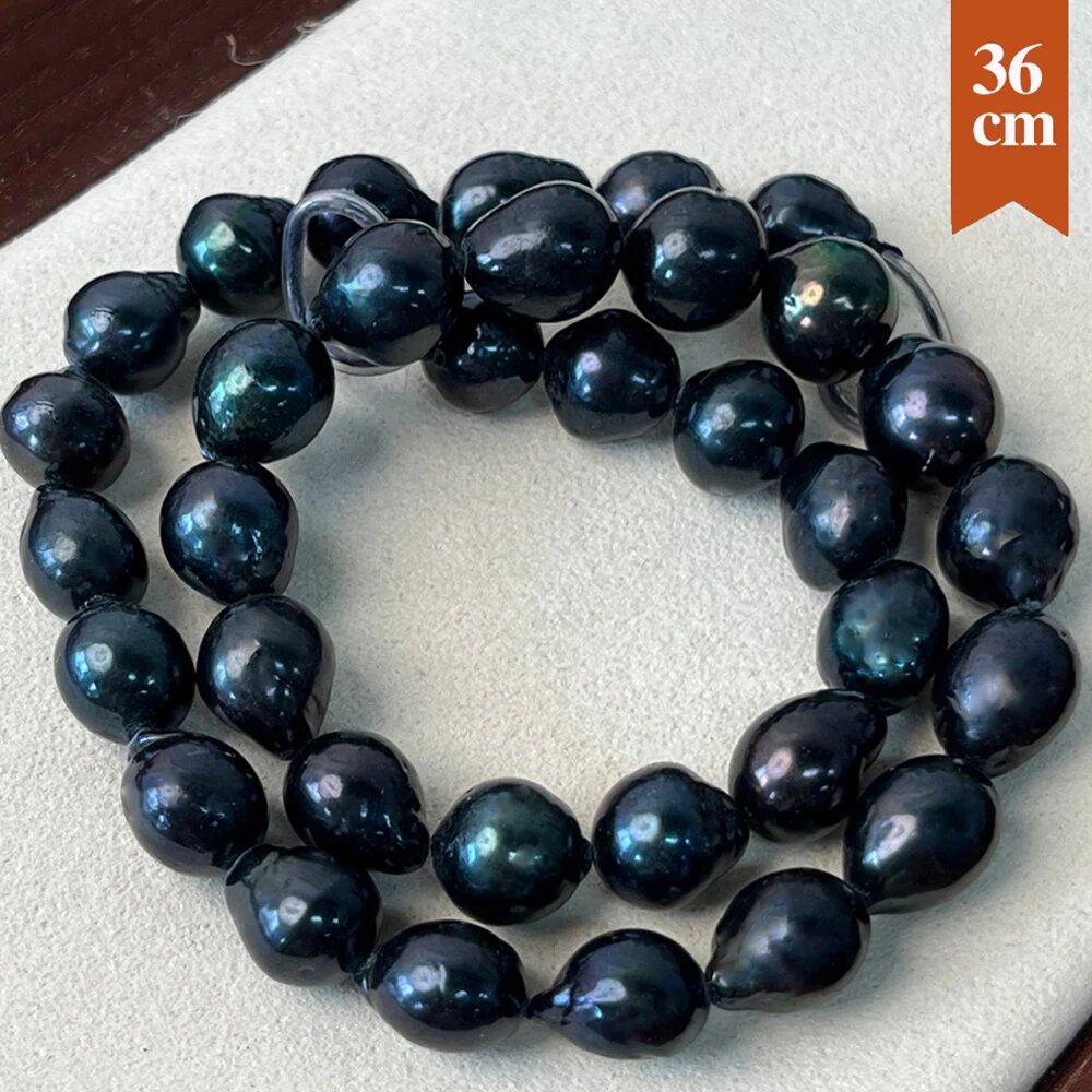 Натуральный пресноводный черный жемчуг бусины форма риса 8-9 мм 36 см Темно-синий, Black