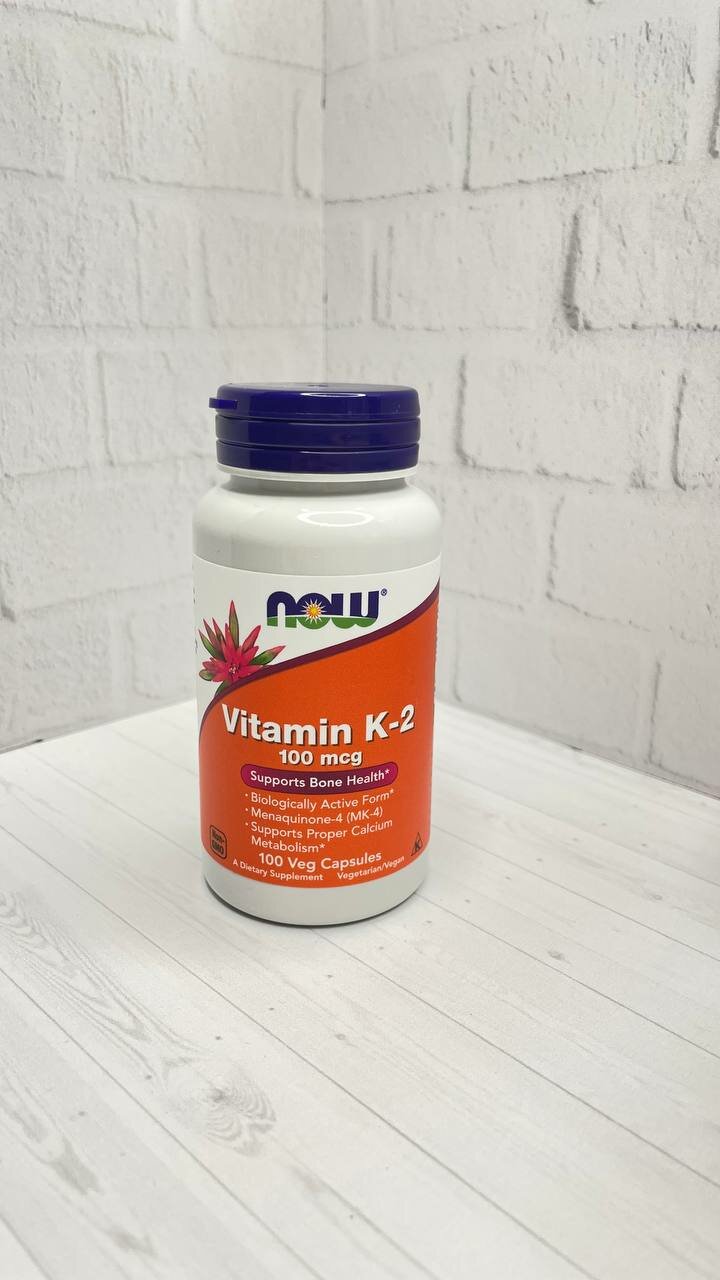 NOW Foods, Витамин K2 (MK-4), 100 мкг, 100 растительных капсул для метаболизма кальция и здоровья костей
