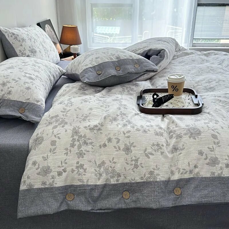 Комплект постельного белья, Лён, Хлопок, Семейный, наволочки 48x74