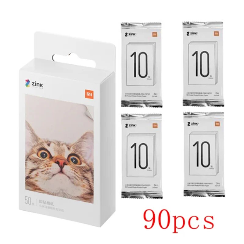 Xiaomi ZINK Покет Принтер Бумага 3 дюйма Самоклеящаяся Белый, 90sheets Paper