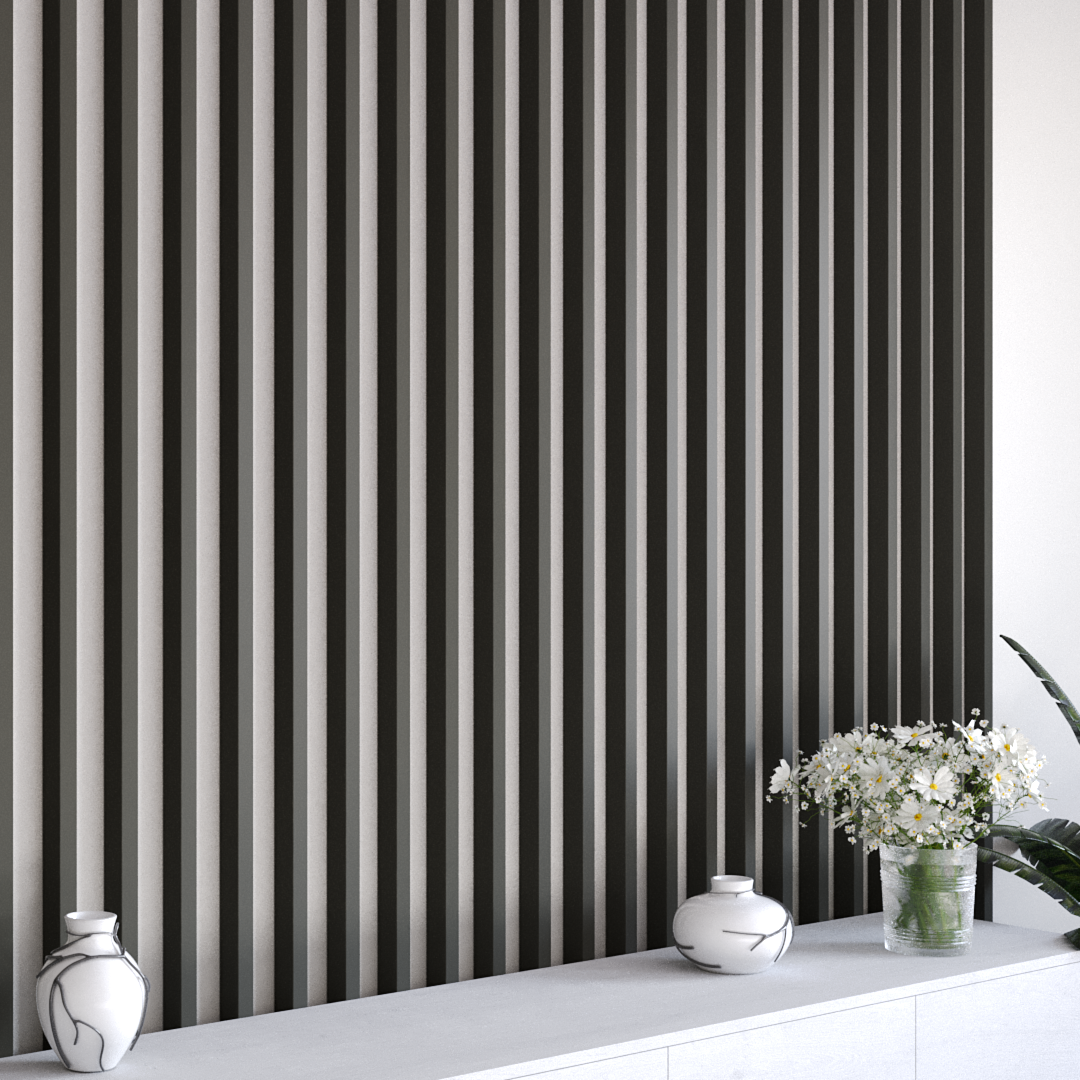 Декоративная рейка саваш МДФ 40*25*2800 мм графит - 15 шт.