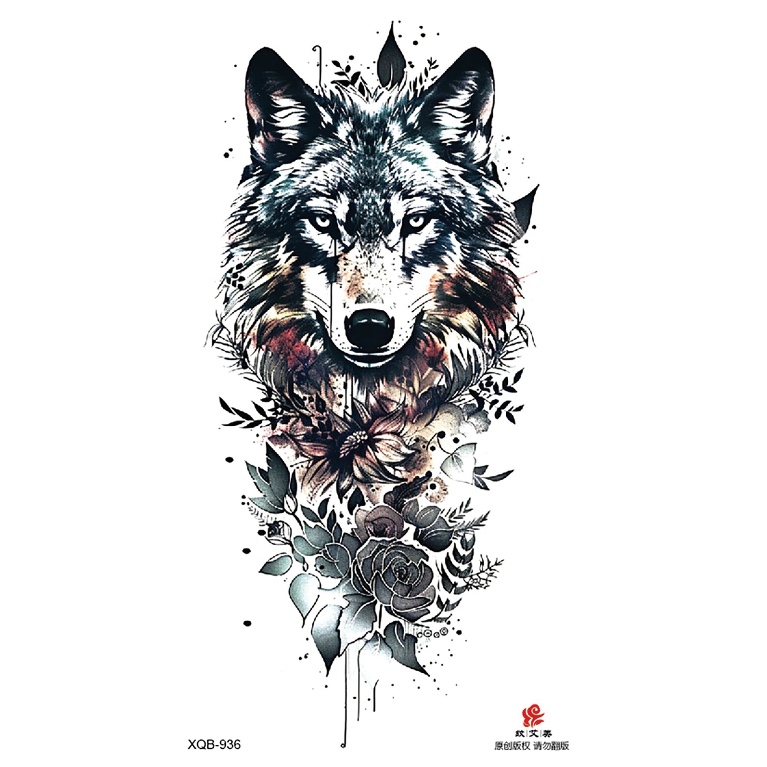2025 New Waterproof Temporary Tattoo Sticker Fire Forest Lion Wolf Tiger Flash Tattoos Man Crown Body Arm Fake Tatoo