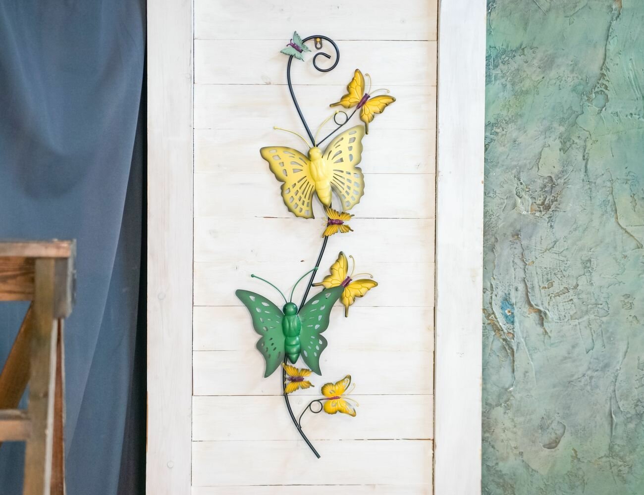 Настенный декор бабочки - полёт В лето, металл, 90х34 см, Kaemingk 809132