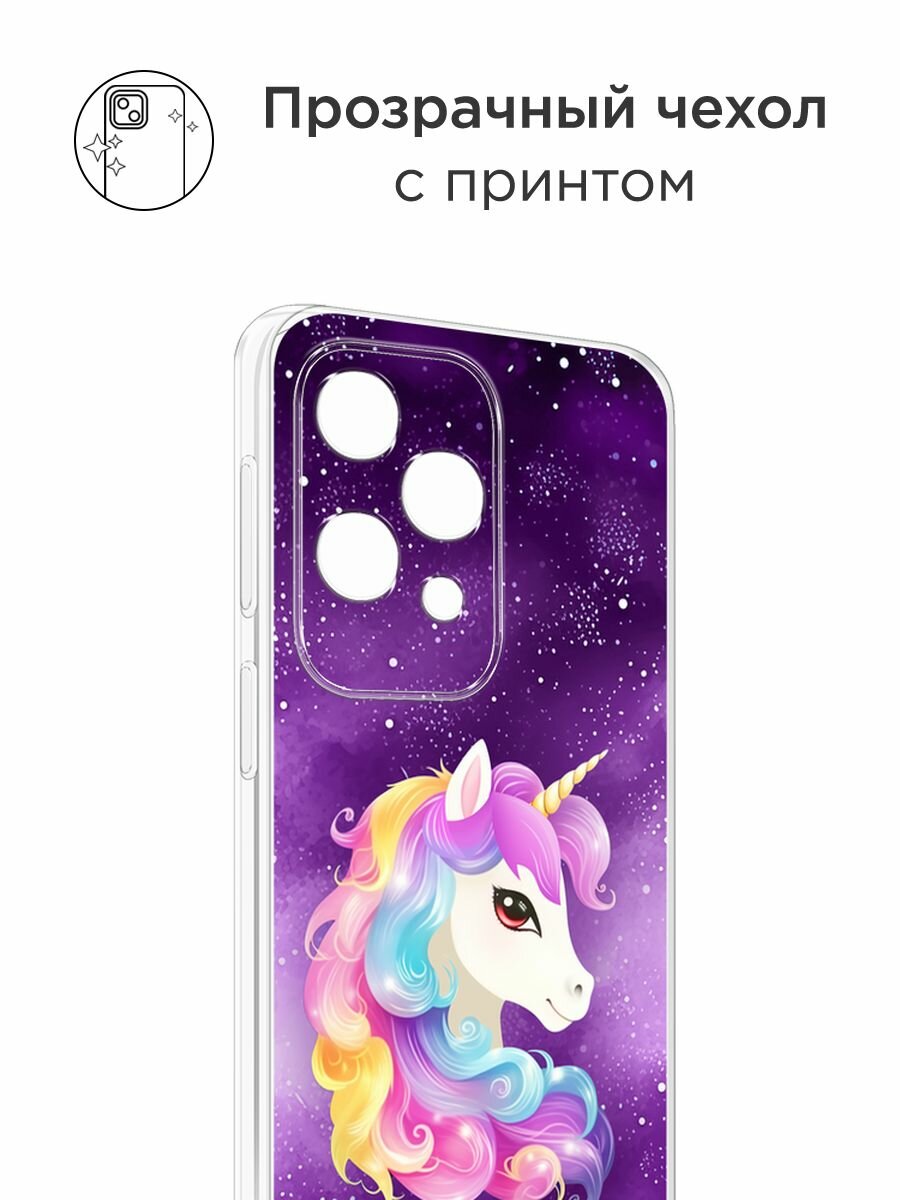 Чехол на Xiaomi Redmi 13X / Сяоми Редми 13X с принтом "Кудрявый единорог" — фото 1