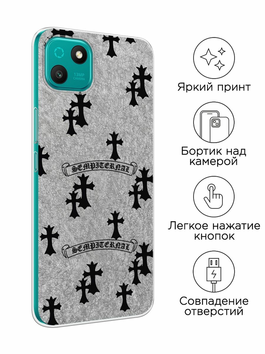 Силиконовый чехол на Wiko T10 / Вико Т10 с принтом "Кресты паттерн 3" — фото 1