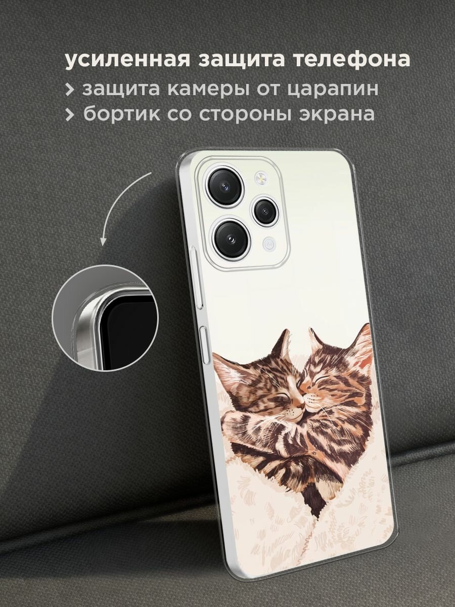 Чехол на Xiaomi Redmi 12 / Сяоми Редми 12 с принтом "Влюбленные котейки - 14 февраля" — фото 1