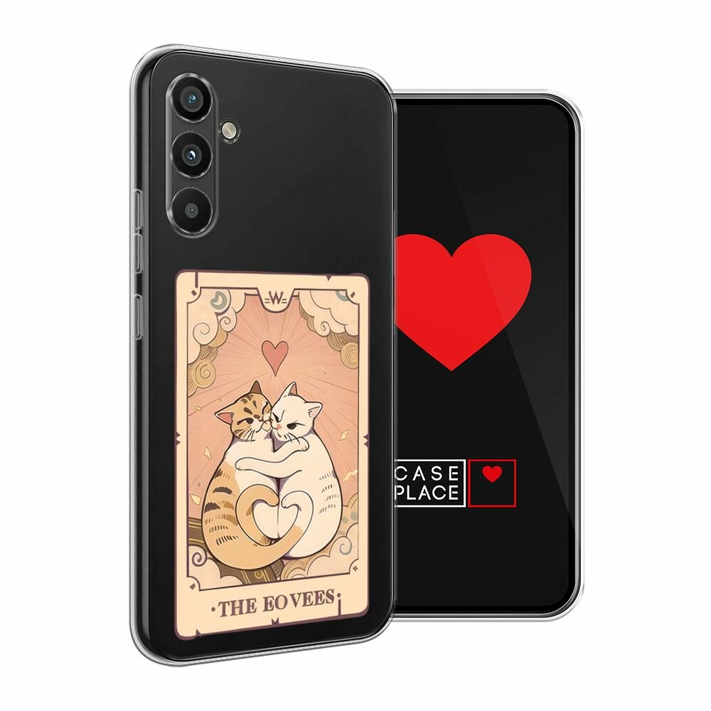 Чехол на Samsung Galaxy A34 / Самсунг A34 с принтом "The lovers cats 2 - 14 февраля", прозрачный — фото 1