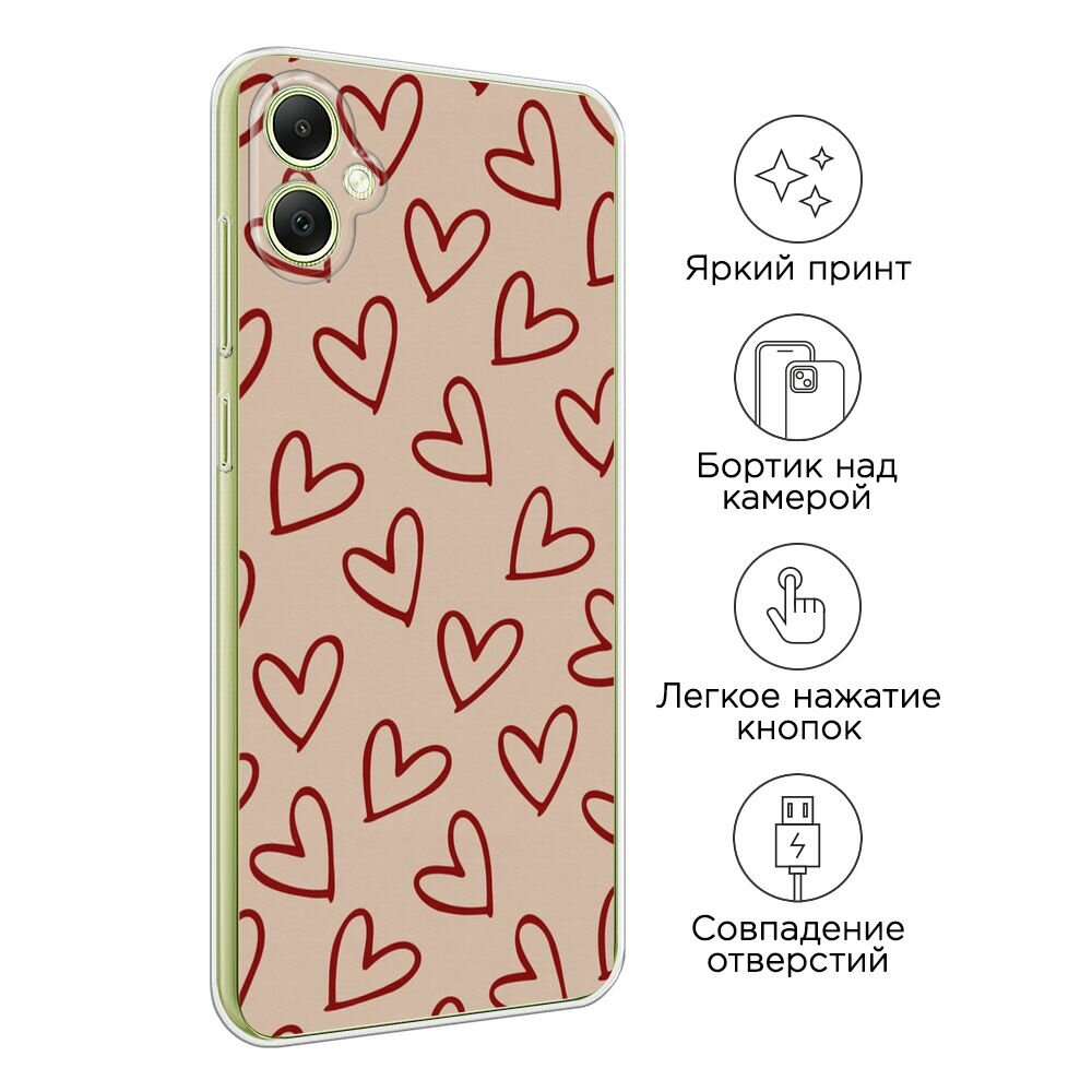 Чехол на Samsung Galaxy A05 / Самсунг Галакси A05 с принтом "Little hearts doodles 1 - 14 февраля" — фото 1