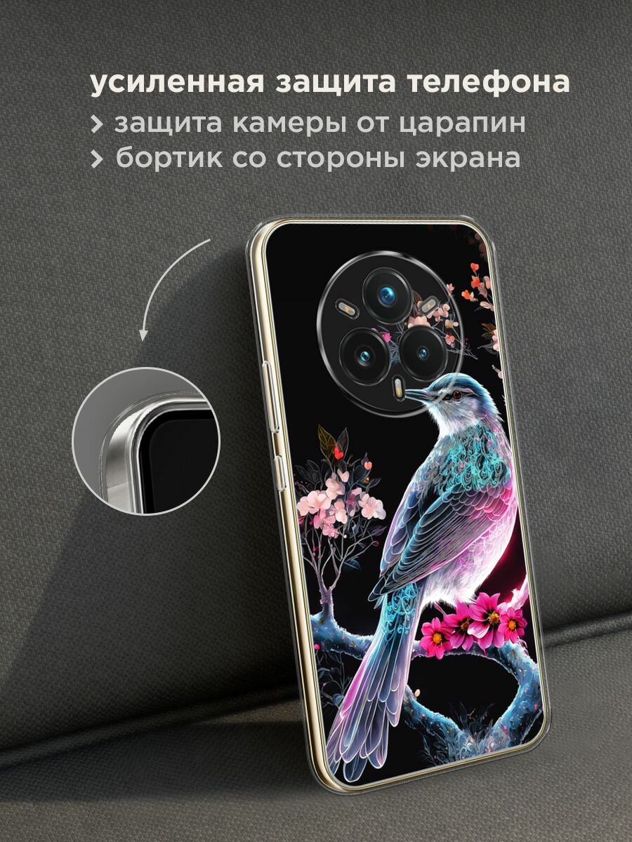 Чехол на Realme 14 Pro+ / Реалми 14 Про+ с принтом "Птица на цветущем дереве" — фото 1