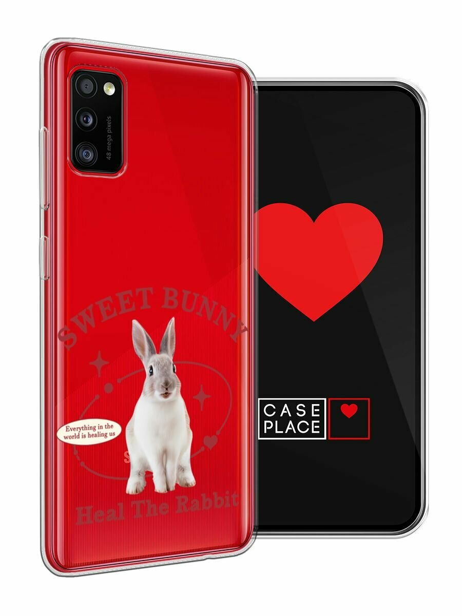 Чехол на Samsung Galaxy A41 / Самсунг Галакси А41 с принтом "Heal the rabbit", прозрачный — фото 1