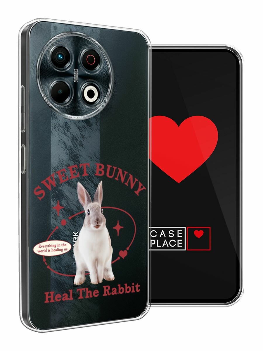 Чехол на Tecno Spark 30 Pro / Текно Спарк 30 Про с принтом "Heal the rabbit", прозрачный — фото 1