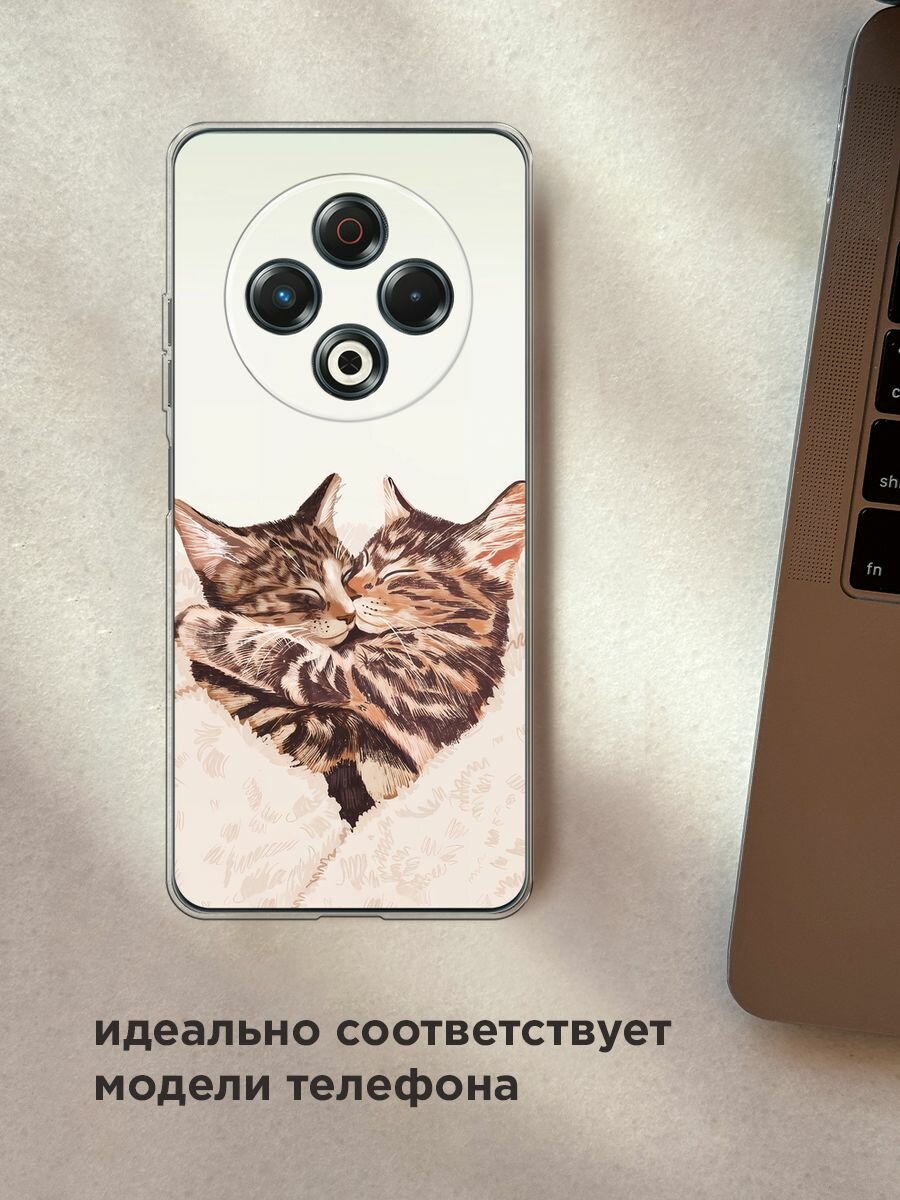 Чехол на Tecno Spark 30 / Текно Спарк 30 с принтом "Влюбленные котейки - 14 февраля" — фото 1
