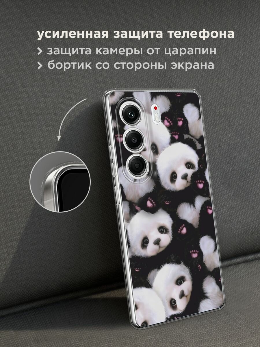 Чехол на Tecno Camon 40 Pro 5G / Текно Камон 40 Про 5G с принтом "Море панд" — фото 1