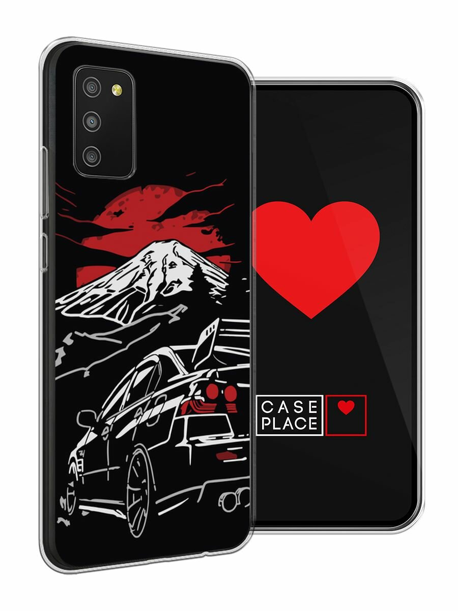 Чехол на Samsung Galaxy A02s / Самсунг Галакси A02s с принтом "Машина в горах JDM" — фото 1