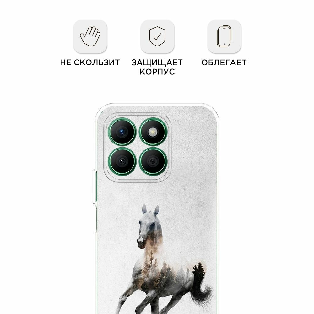 Силиконовый чехол на Honor X8B / Хонор X8B с принтом Лошадь лес — фото 1