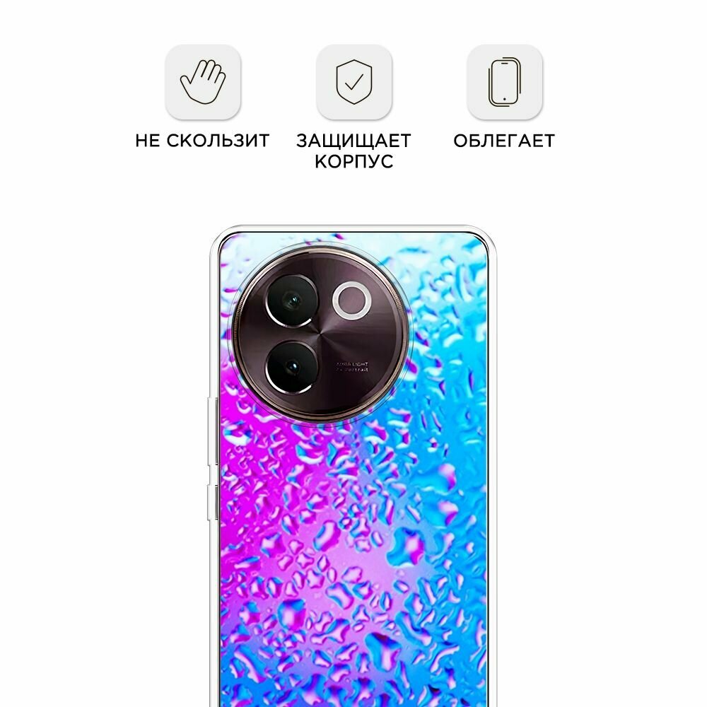 Силиконовый чехол на Vivo V30e / Виво В30е с принтом "Капли на стекле" — фото 1