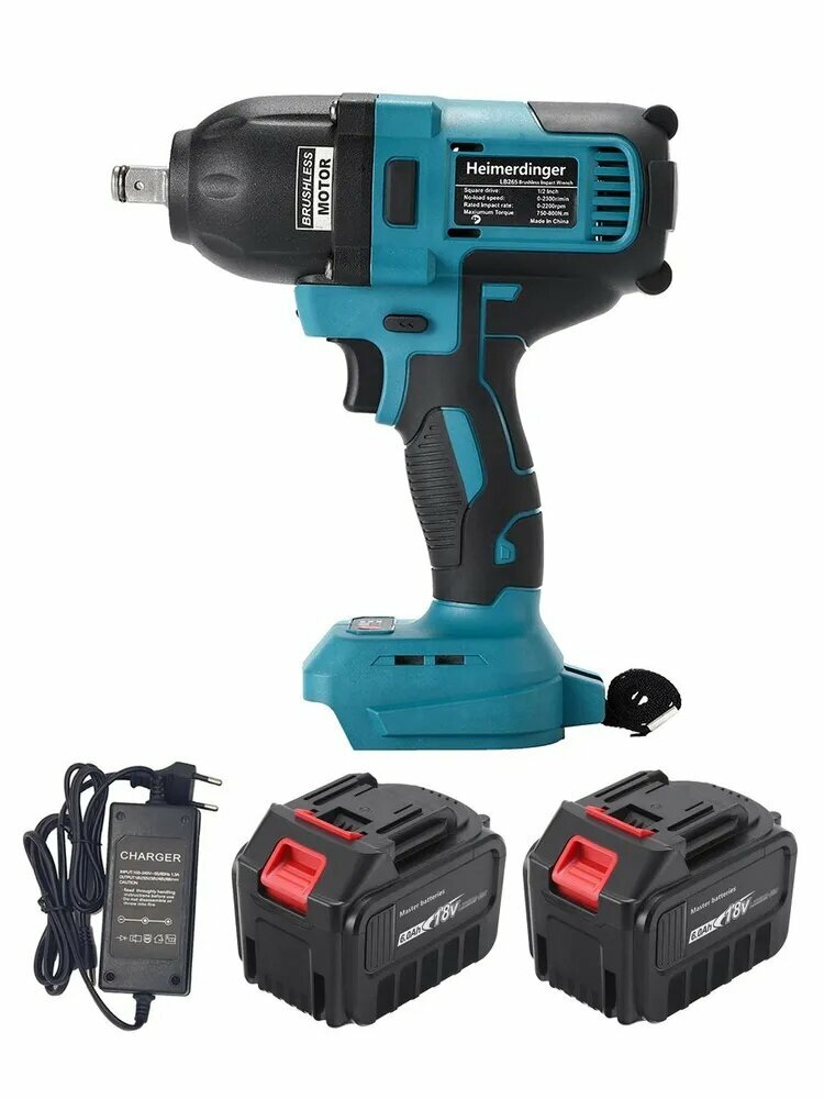 Бесщеточный беспроводной ударный гайковерт Heimerdinger 800 Н. М,18В, 2х6 Ач Li-Ion, LB265