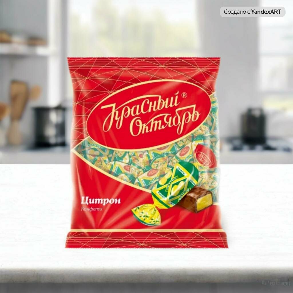 Конфеты Красный Октябрь шоколадные с помадной начинкой, Цитрон, 250 гр