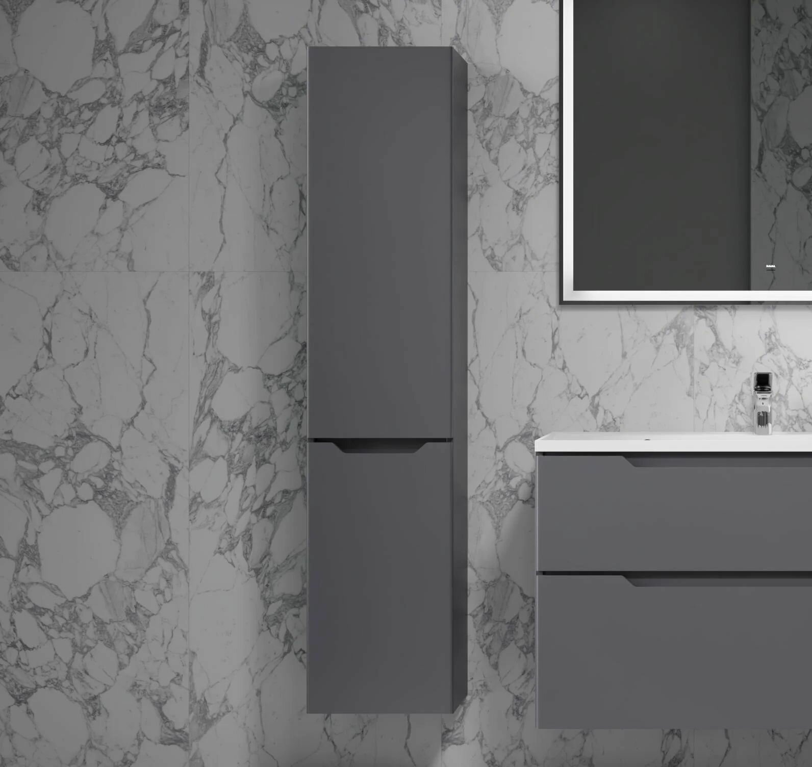 Шкаф пенал для ванной AQUAme S3 антрацит AQM9003GM