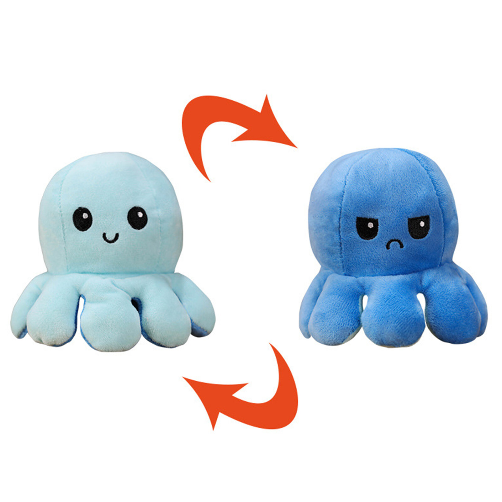 Игрушка Плюшевая Осьминог Двусторонняя Переворачиваемая Игрушка Кукла Подарок Детям, Материал Наполнения ПП-Вата, Размер 20*10см, 9 Цветов: Розовый (обратная сторона Светло-голубая); Серый (обратная сторона Бежевый); Оранжевый (обратная сторона Желтый);