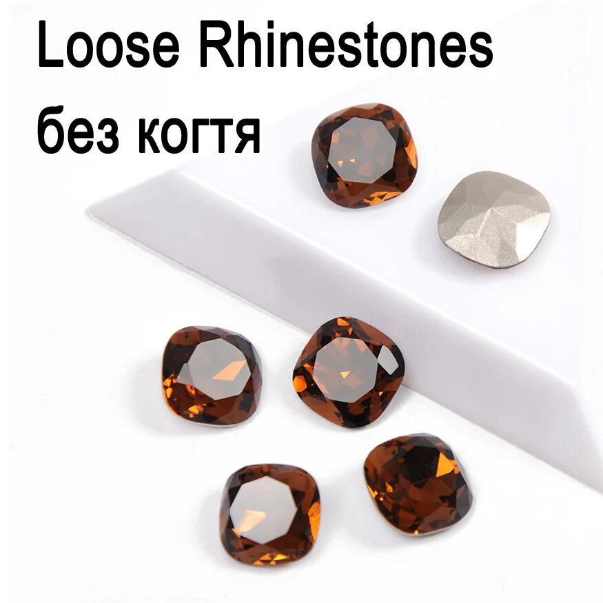 CTPA3bI Стразы цветной Топаз с дымчатым топазом 10mm-15pcs, Crystal without claw