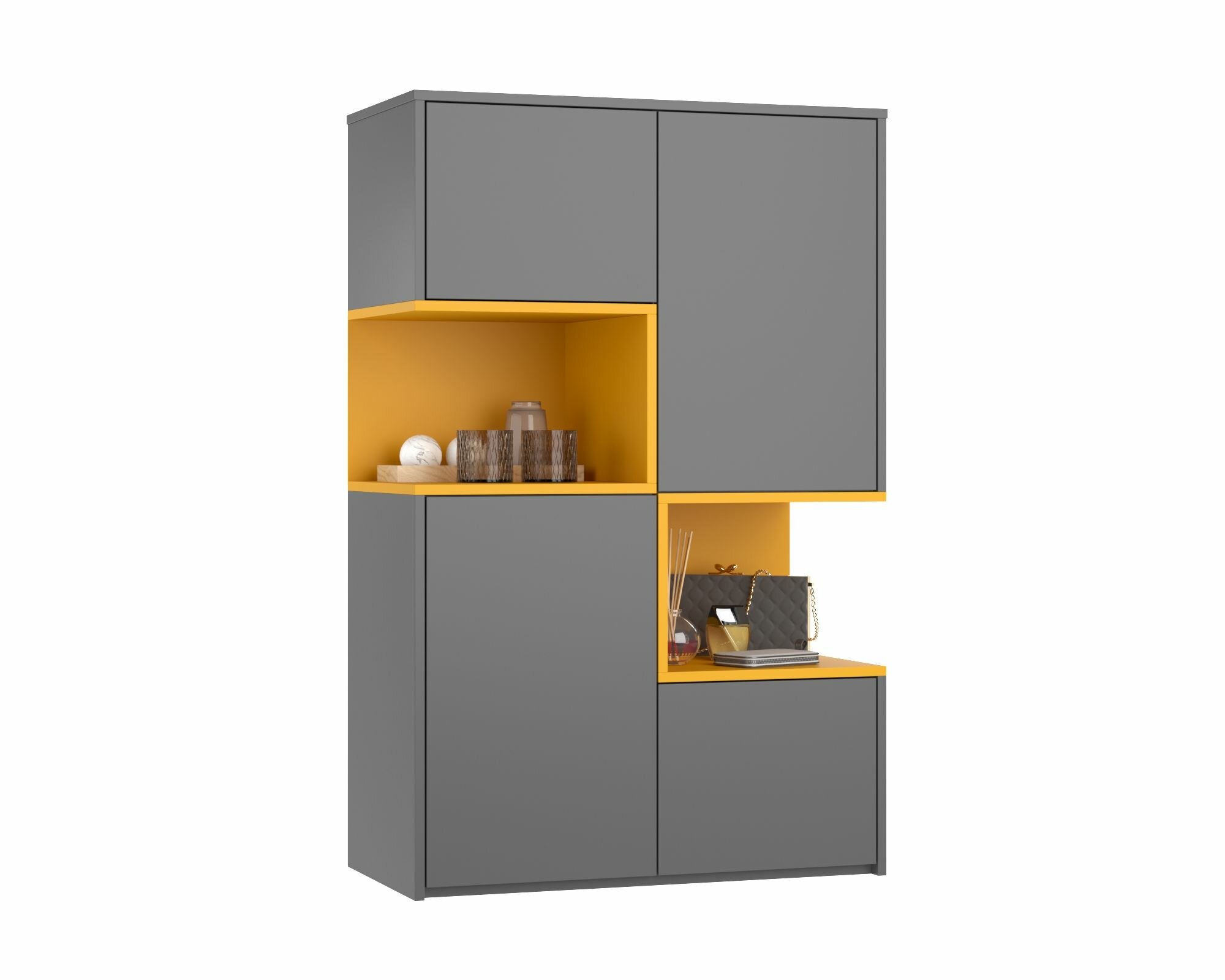 Комод с ящиками "Рокки 6" 80х125х40 Серый графит / Солнечный свет