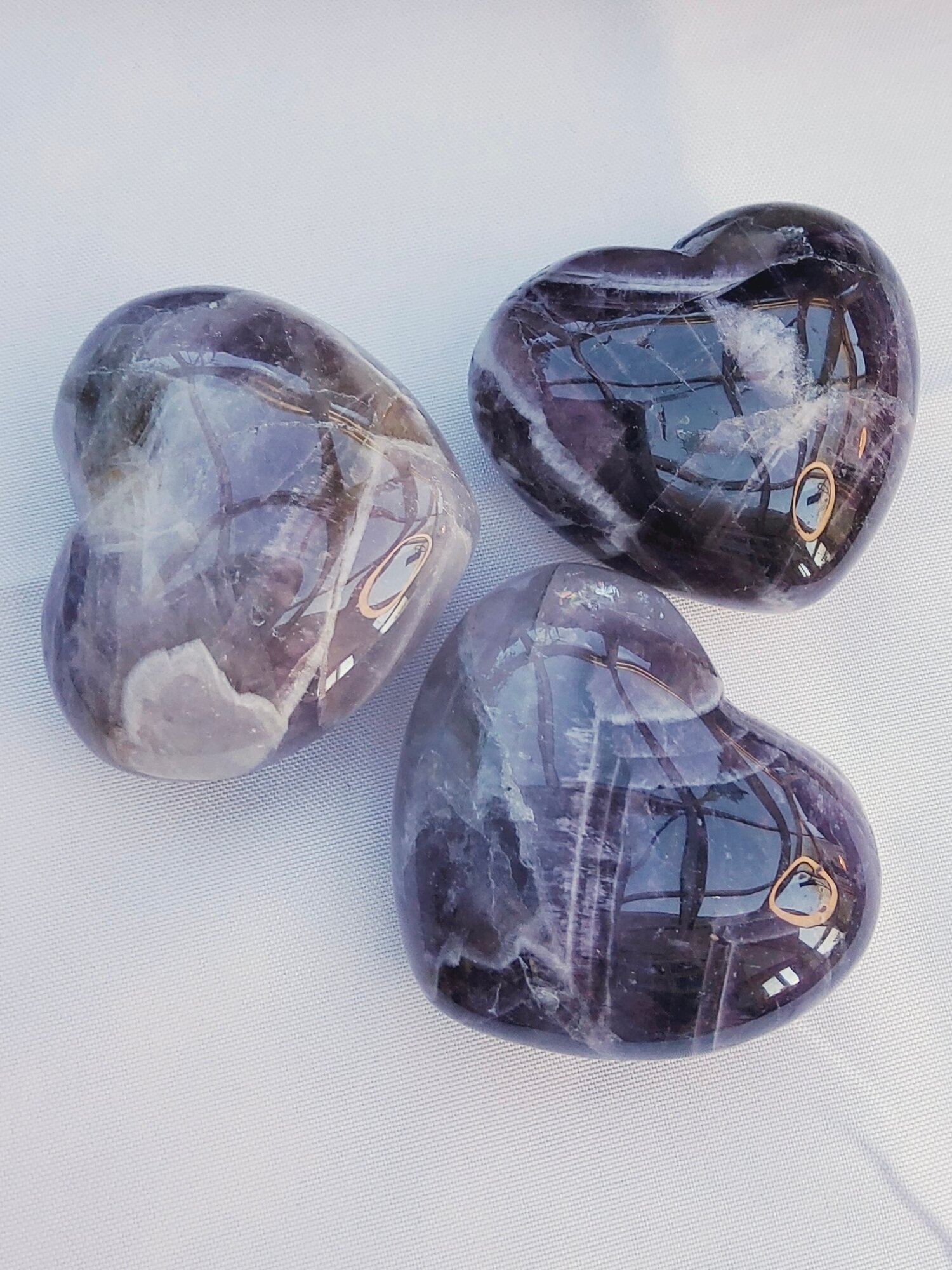 Фигурка сердце натуральный камень Аметист шеврон 35 на 40 мм