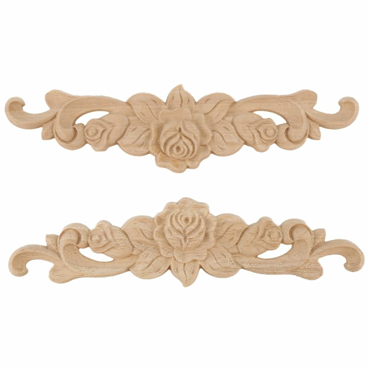 2 шт. 20*5 см деревянная резная аппликация в виде цветка розы для двери, декор для дома