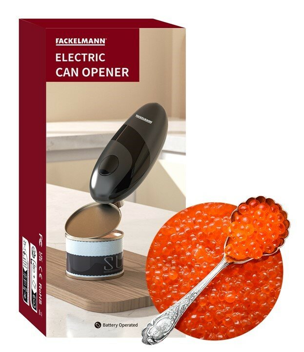 Открывалка для консервных банок электрическая FACKELMANN Черный Дракон, 18 см, Type-C, универсальная открывашка